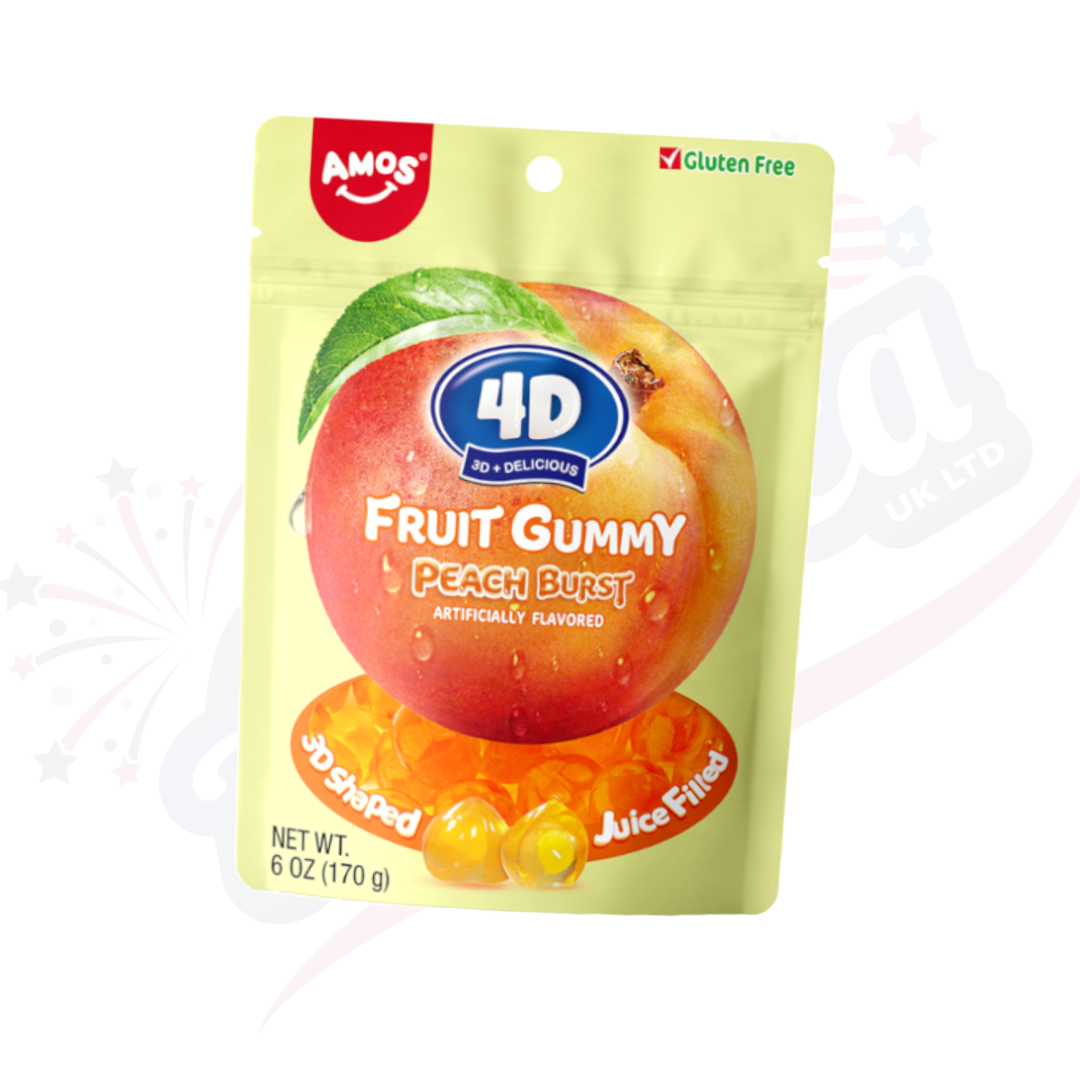 Amos 4D Gummies Peach 170g – Candy America
