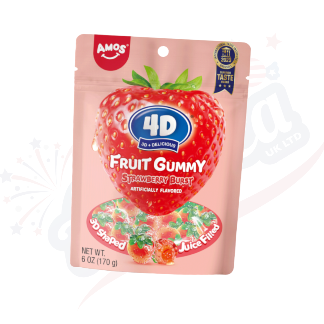 Amos 4D Gummies Strawberry 170g – Candy America