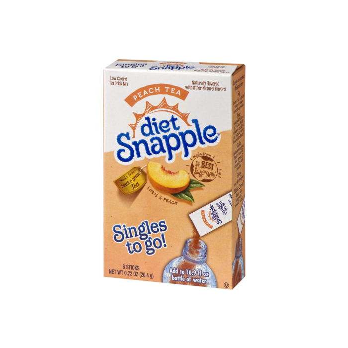 Diet Snapple Peach Tea Singles to go 20.4g (6 Pack) – Candy America