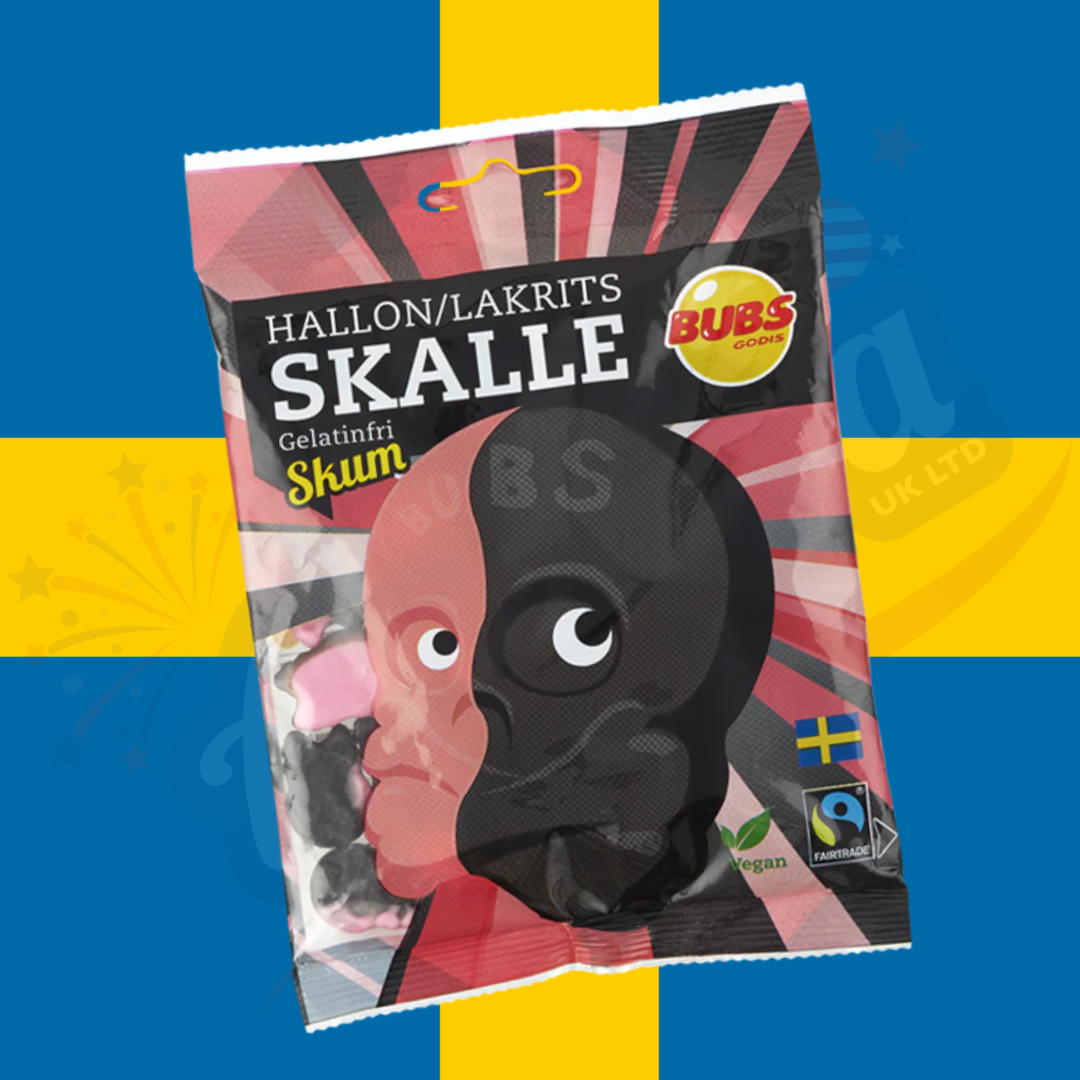 BUBS Raspberry Liquorice Mini Skulls 90g (EU) – Candy America