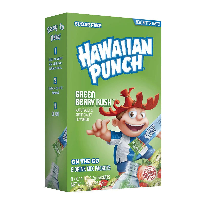 Hawaiian Punch Green Berry Rush Singles to Go 21.1g (8 Sachets) – Candy ...